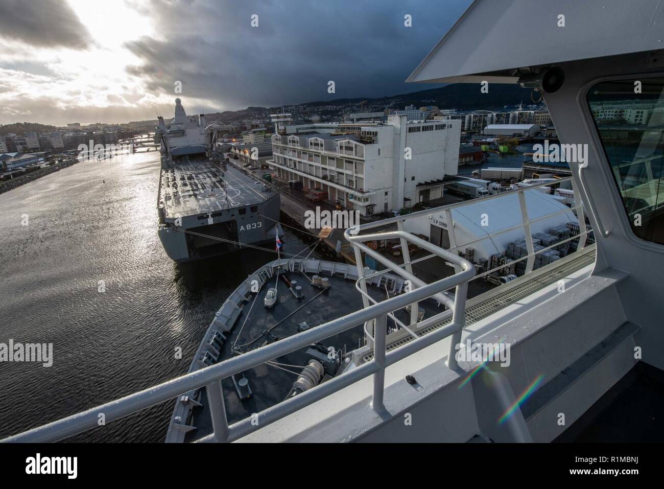 Trondheim (NORWAY) Oct. 22 2018. Multi-mission ship HNLMS Karel Doorman ...
