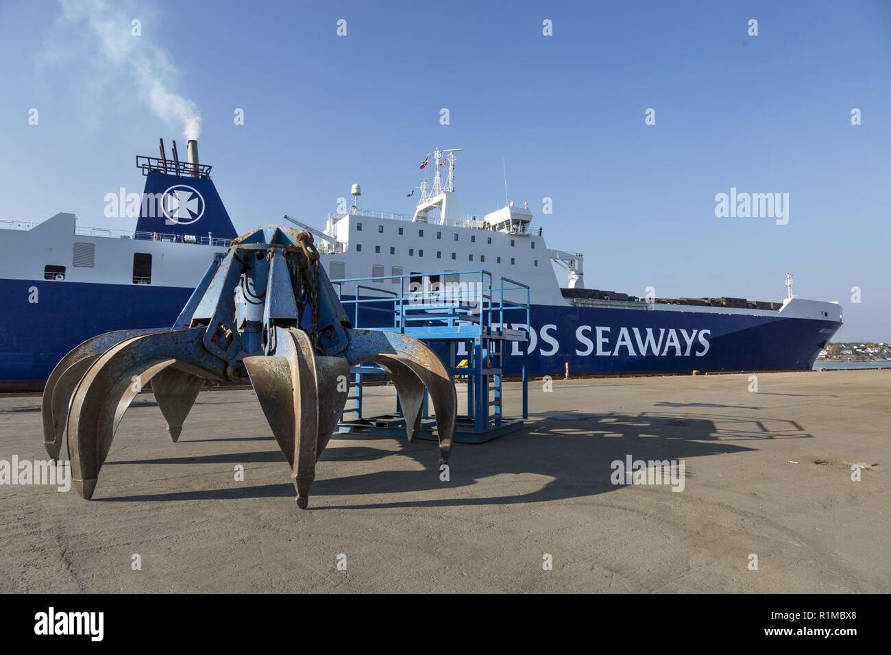 The Danish roll-on roll-off ship Ark Germania loaded with German ...