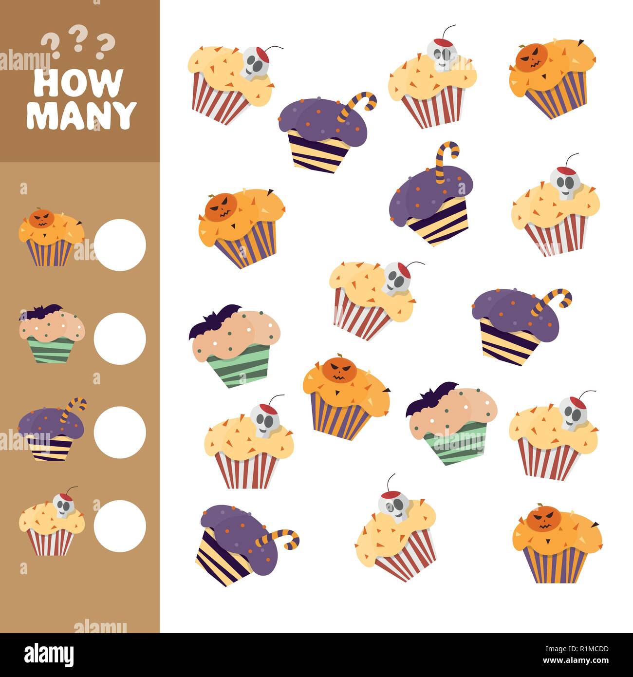 Educational counting game for preschool kids. How many cupcakes Stock ...