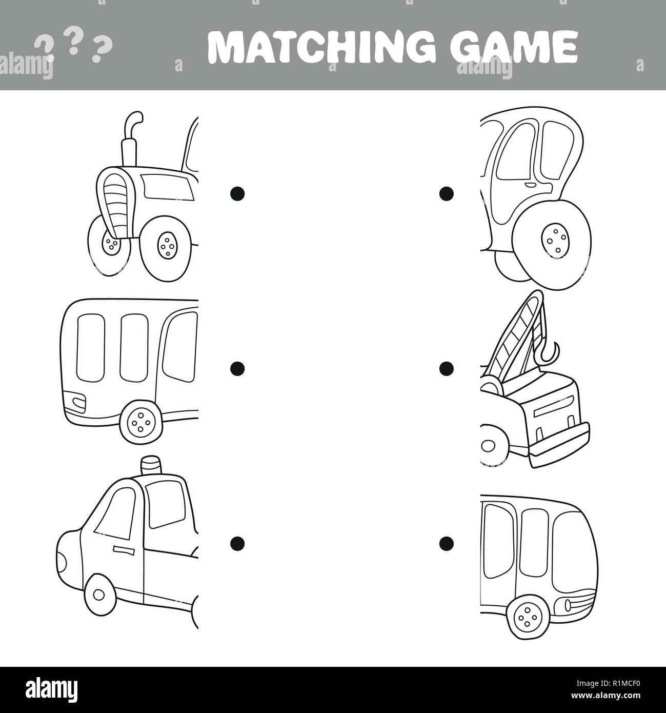 Cartoon Illustration of Preschool Education Activity with Matching ...
