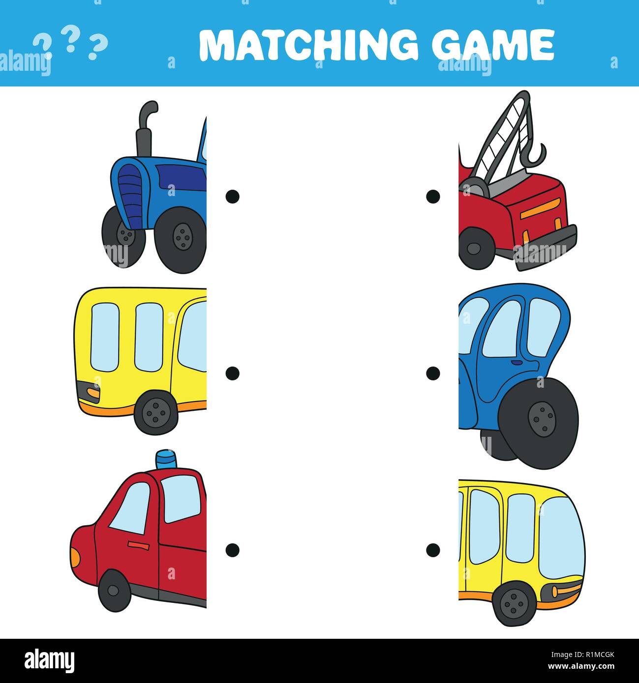 Cartoon Illustration of Preschool Education Activity with Matching ...