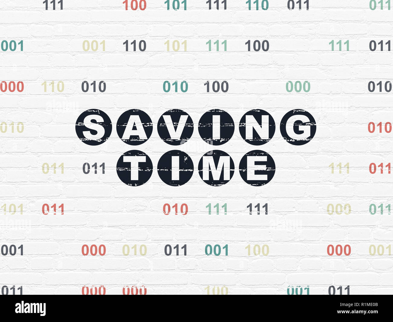 Timeline concept: Saving Time on wall background Stock Photo - Alamy