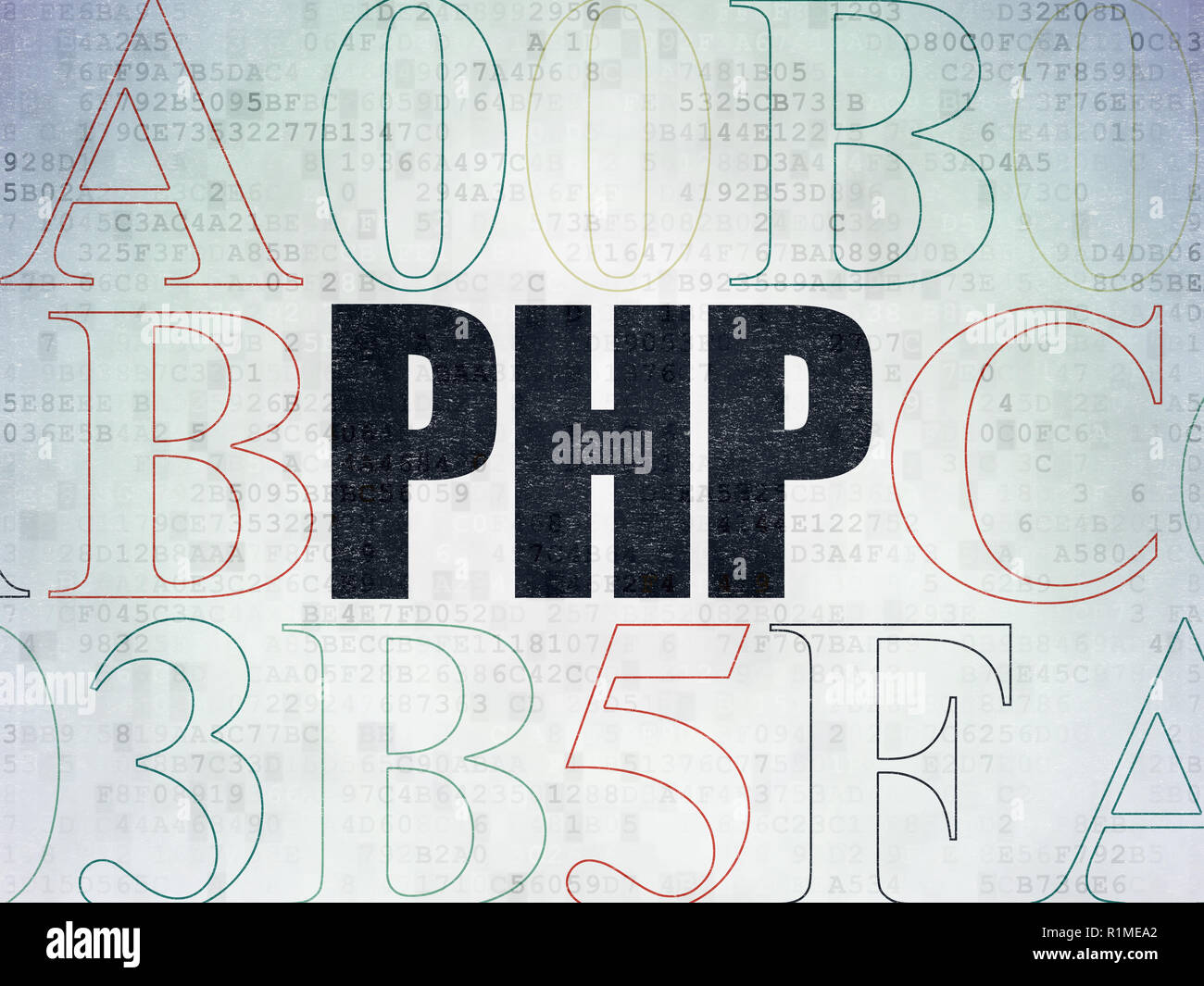 Programming concept: Php on Digital Data Paper background Stock Photo ...