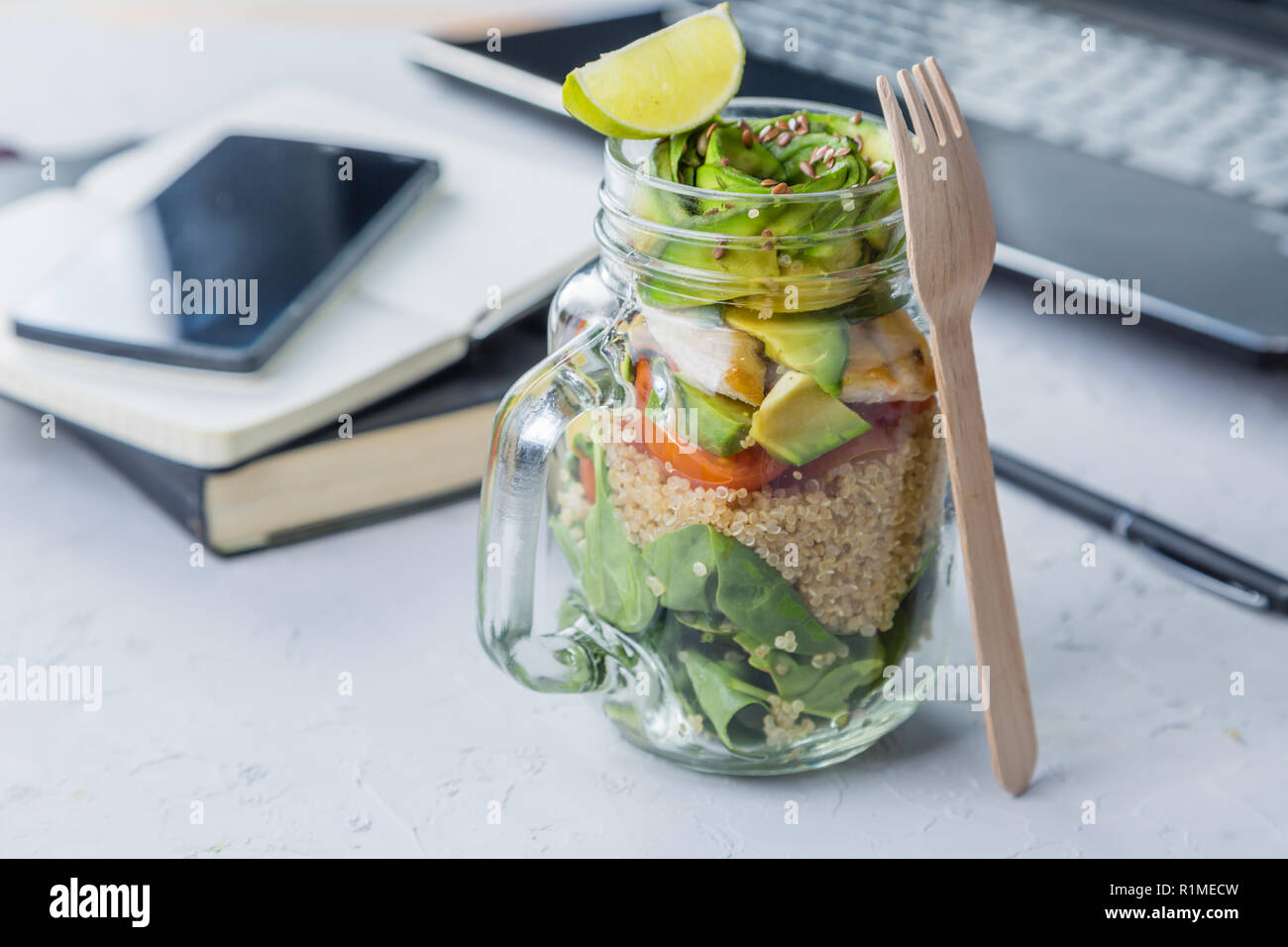 Healthy lunch in glass jar Stock Photo - Alamy