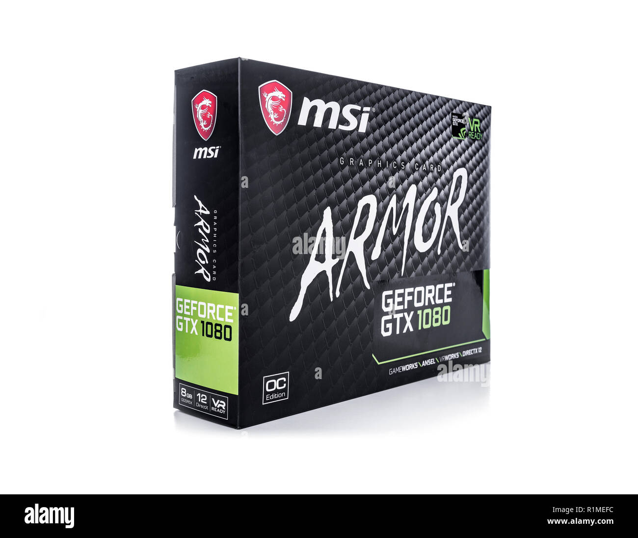 Box of Graphic card MSI GeForce GTX1080 ARMOR on white background Stock ...