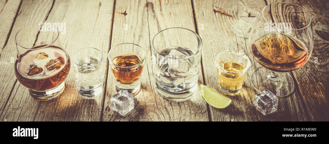 Selection of alcoholic drinks Stock Photo - Alamy