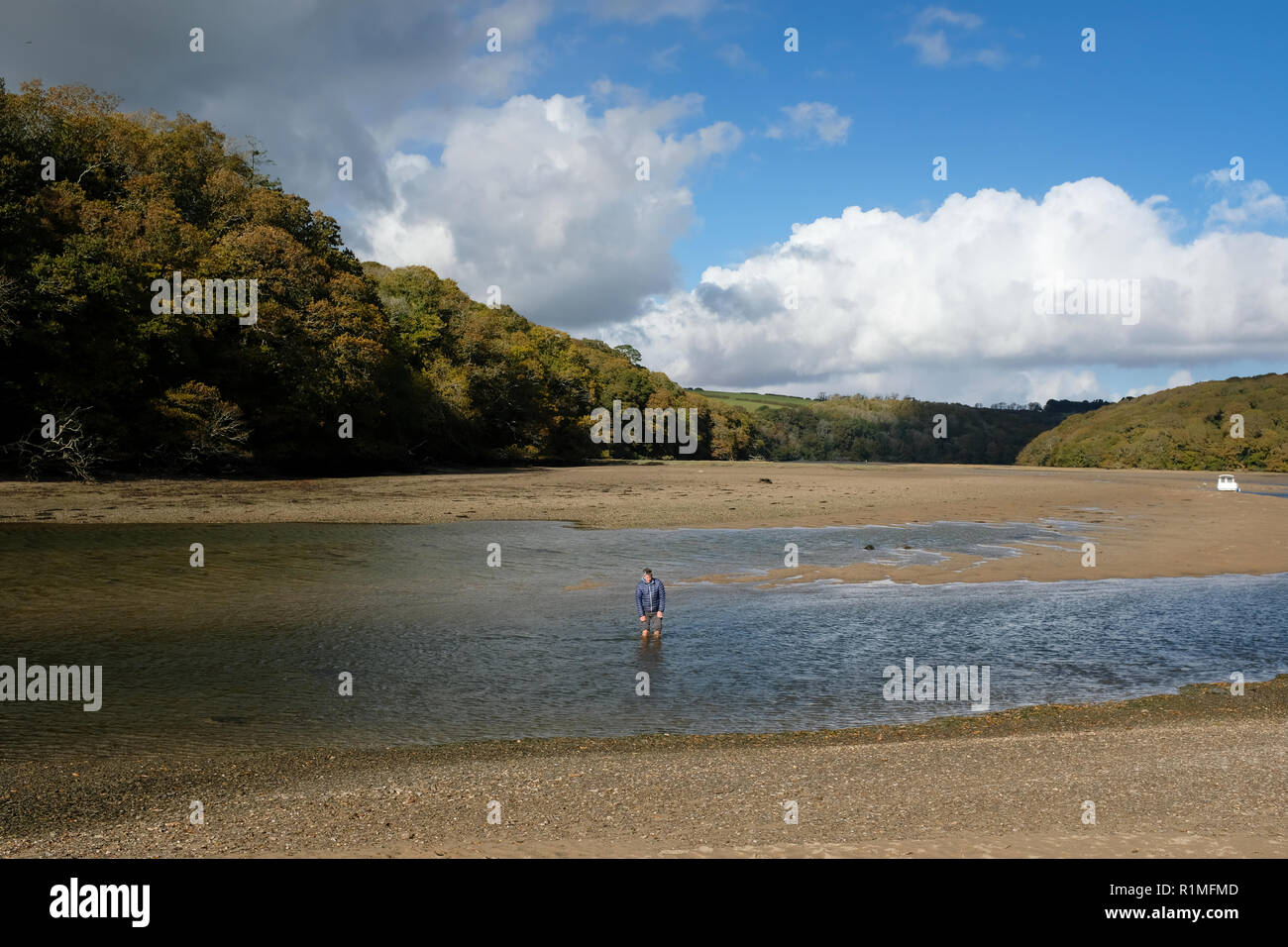 Erme estuary Devon Wonwell beach wading across the estuary Stock Photo ...
