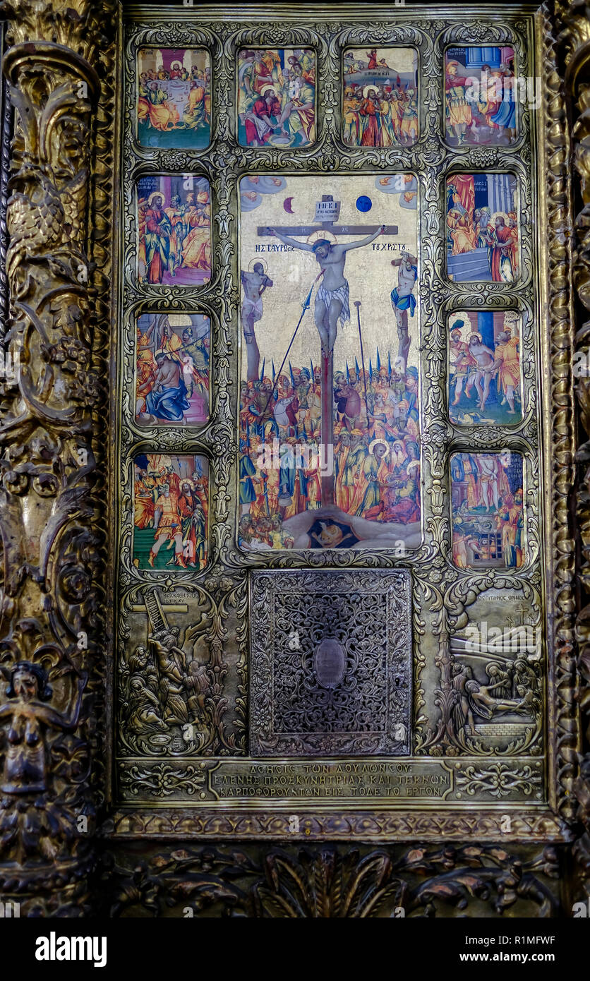 Nicosia, Cyprus - May 14, 2018: Colourful icon depicting the ...