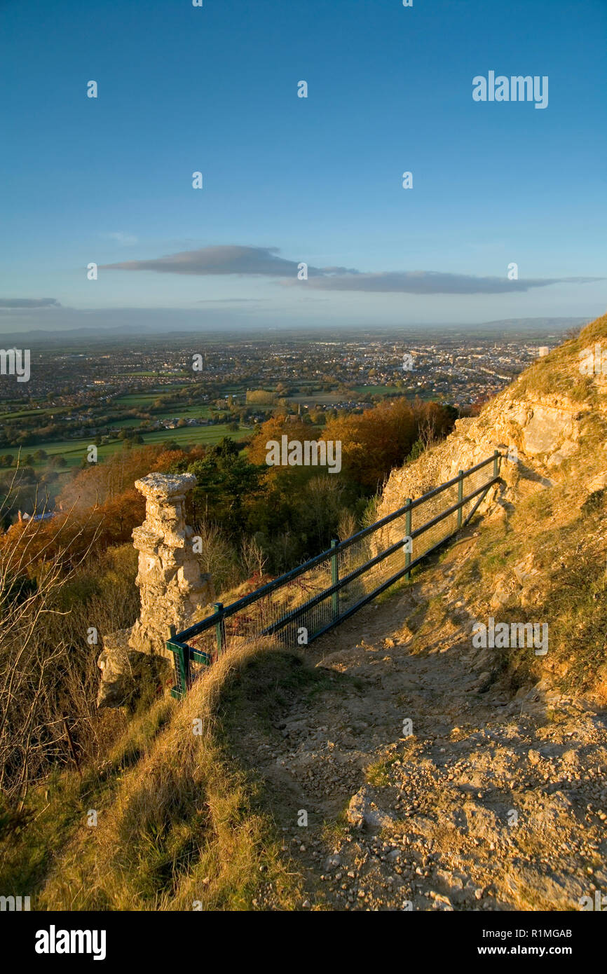 Europe, England, Gloucestershire, Cotswolds, the Devils Chimney glowing ...
