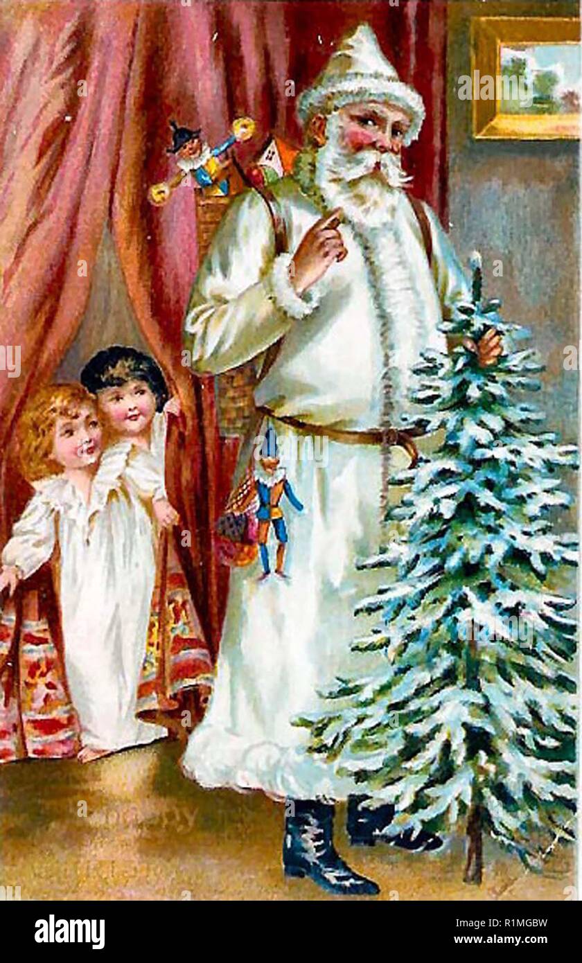 vintage father christmas illuatration Stock Photo - Alamy