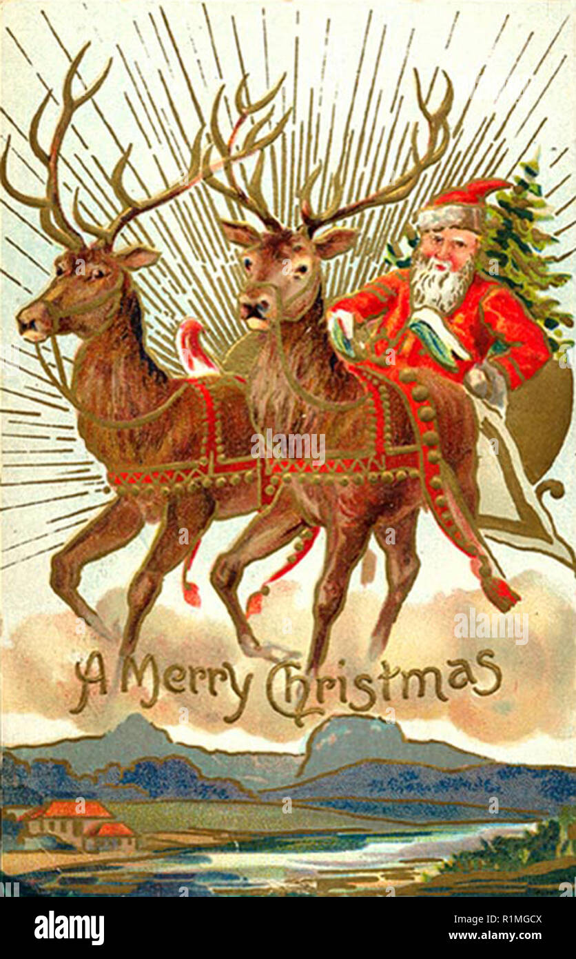 vintage father christmas illuatration Stock Photo - Alamy
