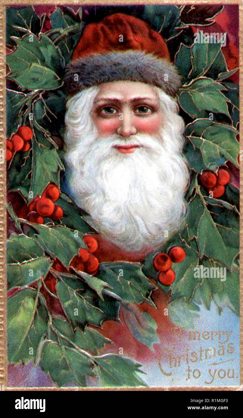 vintage father christmas illuatration Stock Photo - Alamy