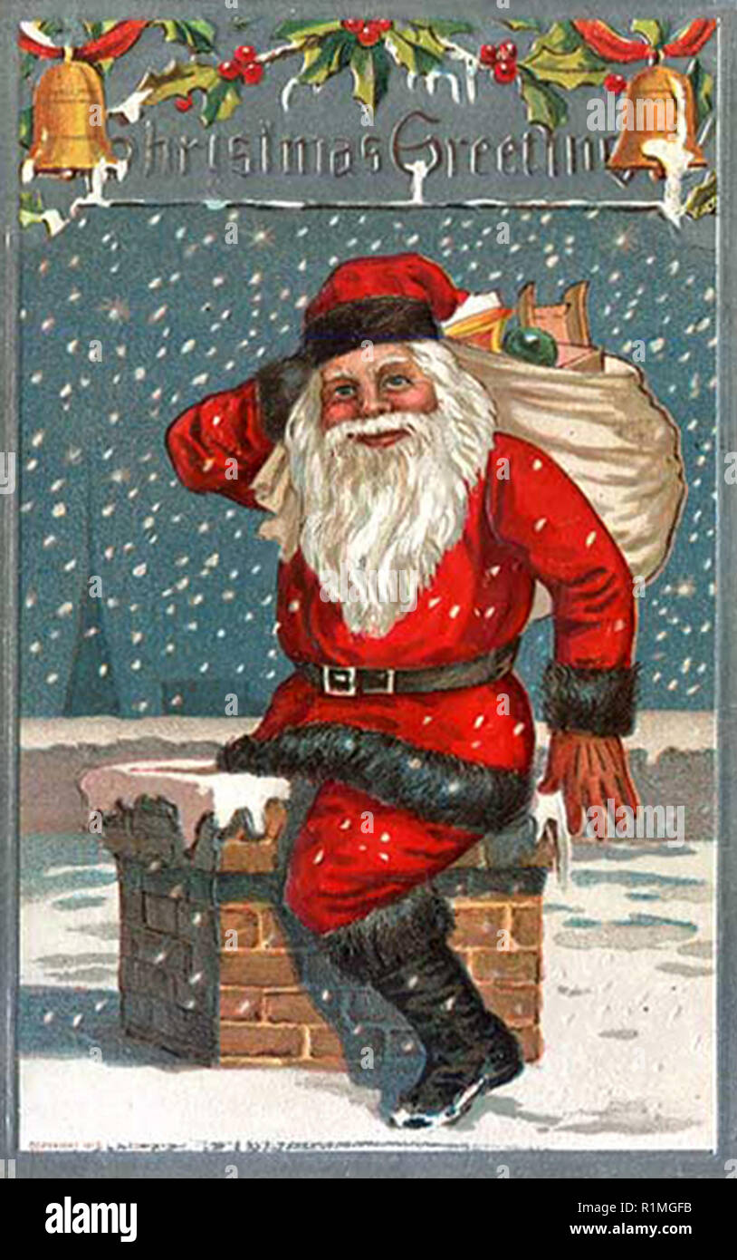 vintage father christmas illuatration Stock Photo - Alamy