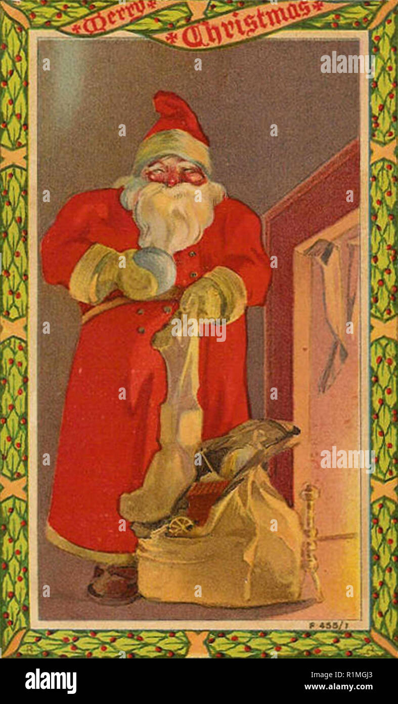 vintage father christmas illuatration Stock Photo - Alamy