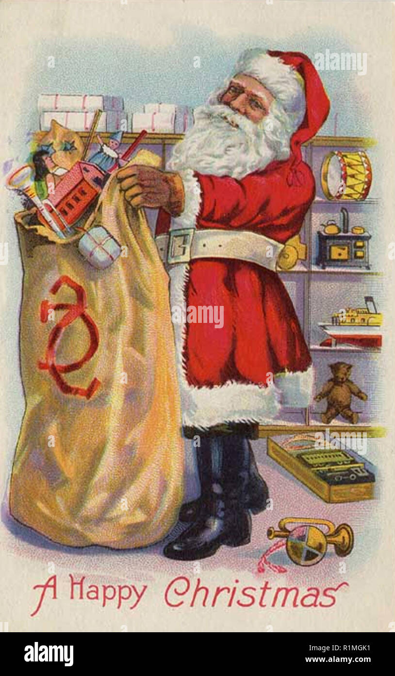 vintage father christmas illuatration Stock Photo - Alamy