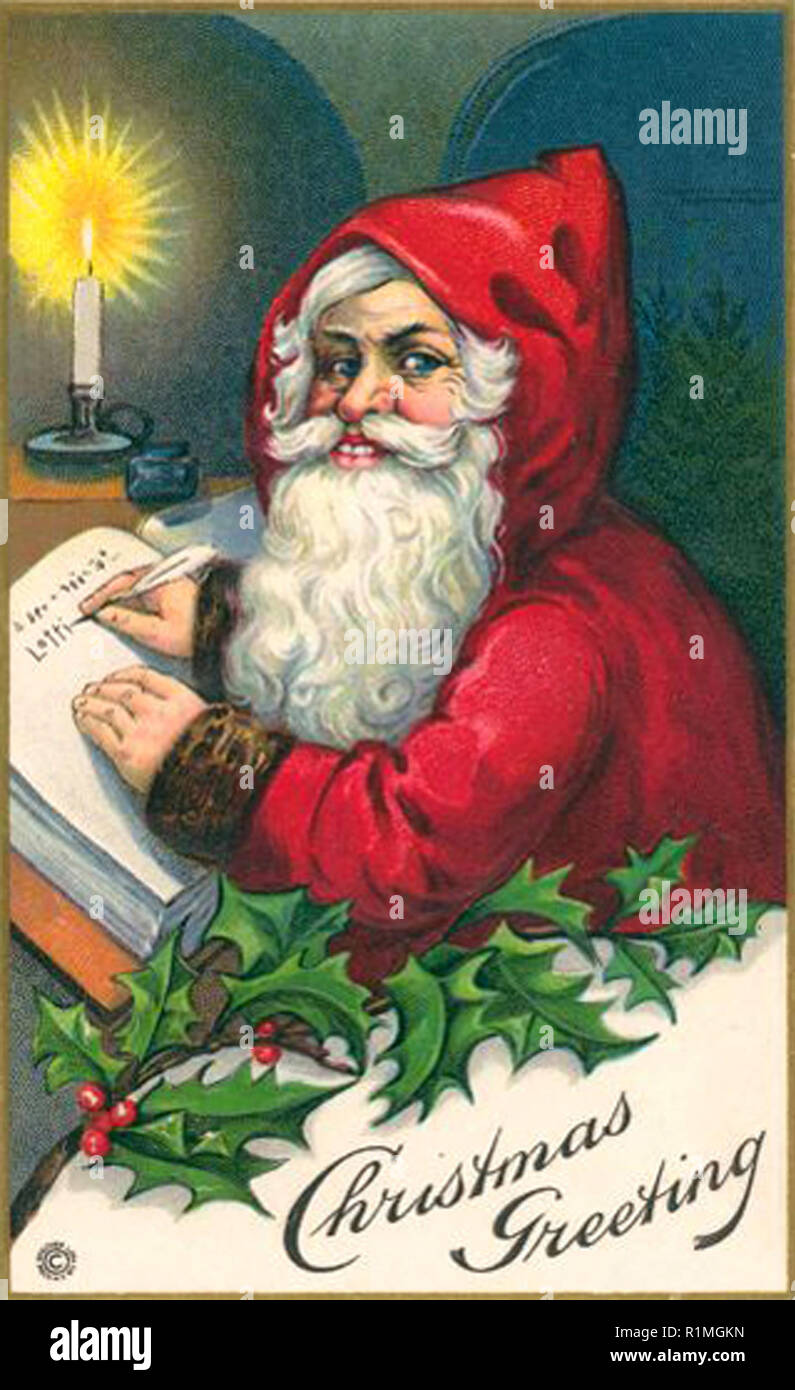 vintage father christmas illuatration Stock Photo - Alamy