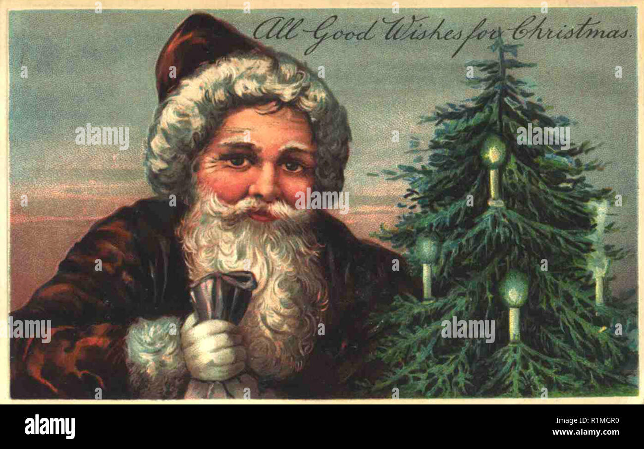 vintage father christmas illuatration Stock Photo - Alamy