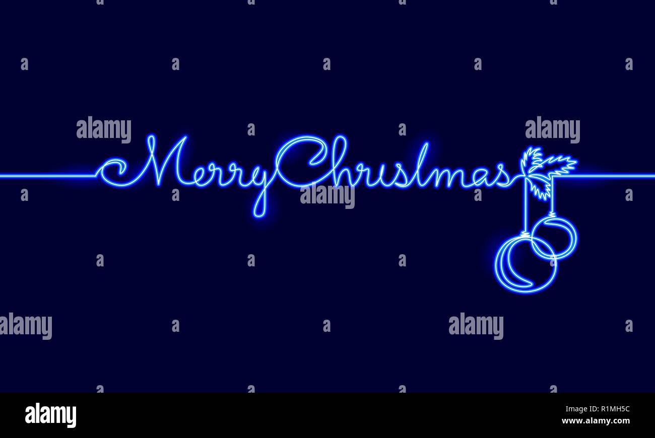 Merry Christmas single continuous line art. Holiday greeting card ...