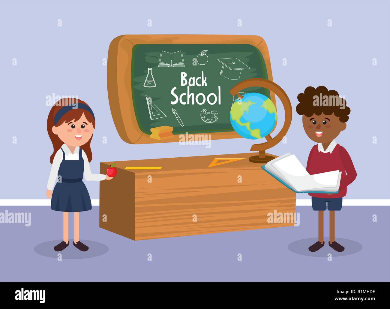 Students study map Stock Vector Images - Alamy