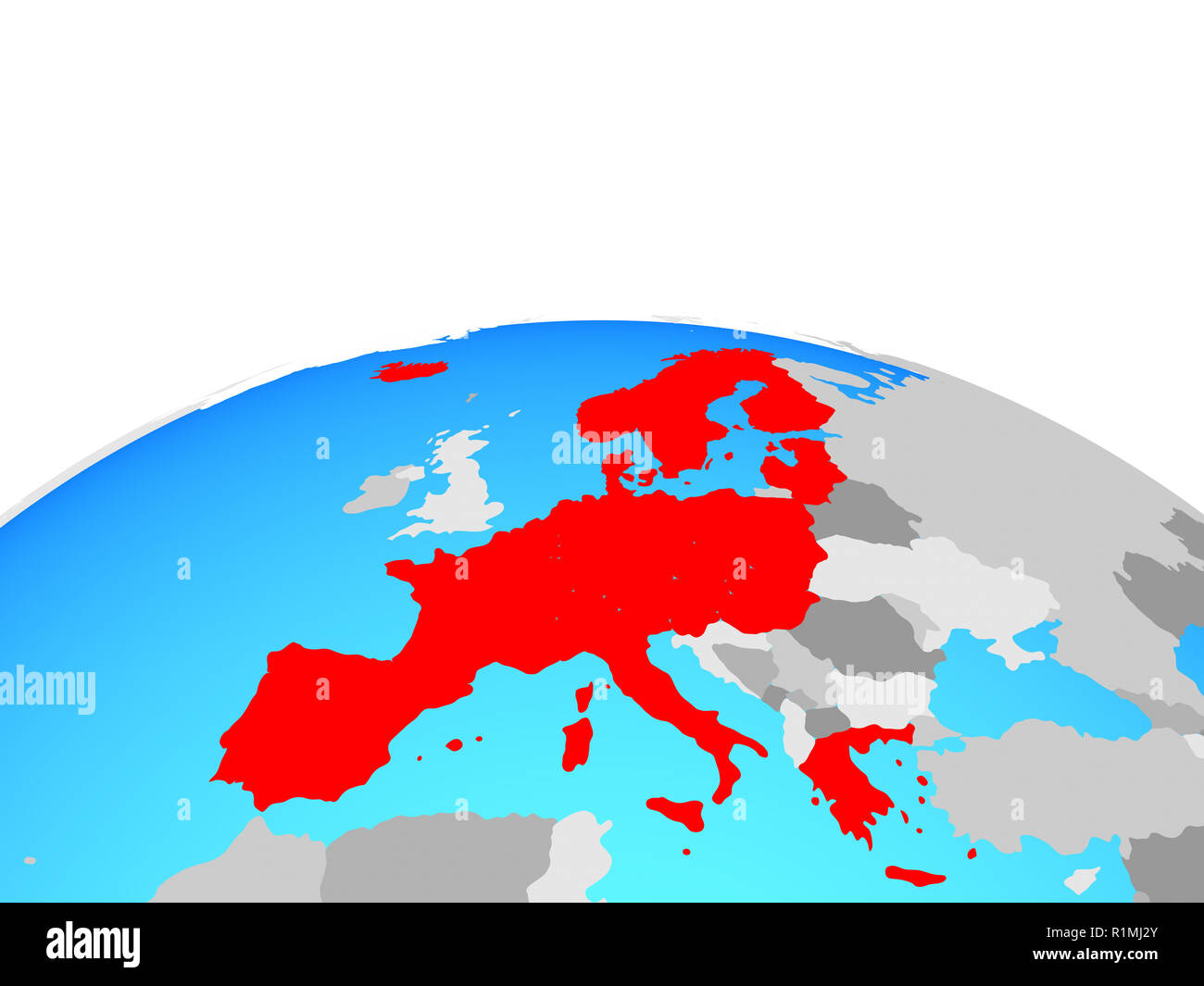 Schengen Area members on political globe. 3D illustration Stock Photo ...