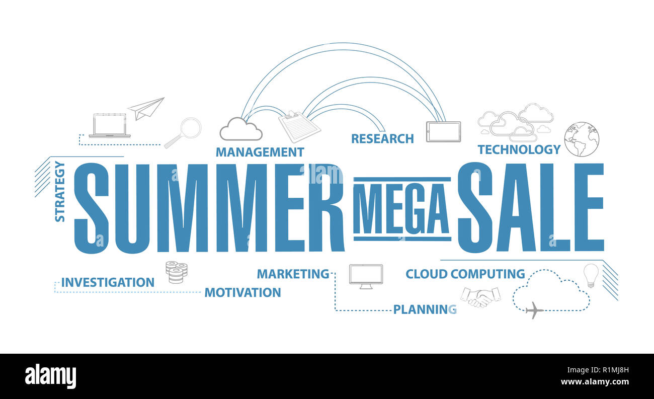summer mega sales diagram plan concept isolated over a white background ...