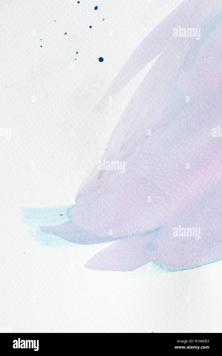 abstract violet and blue watercolor strokes on white paper Stock Photo ...