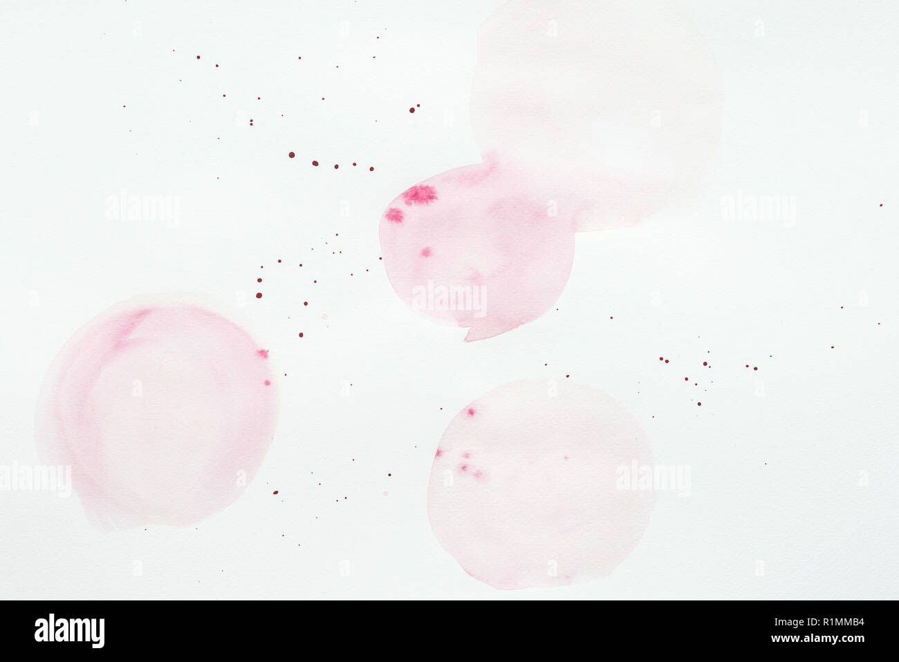 abstract light pink watercolor splatters on white paper Stock Photo - Alamy
