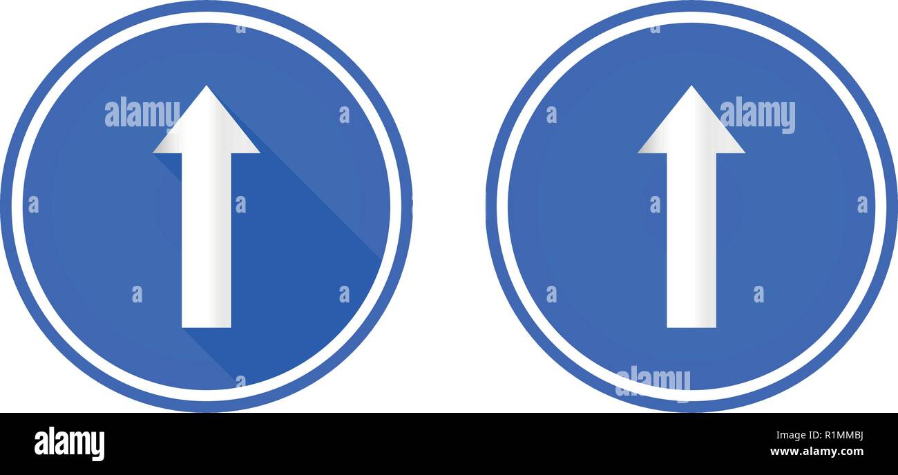 Flat icon up arrow, arrow button, use colors blue, red and white, use ...