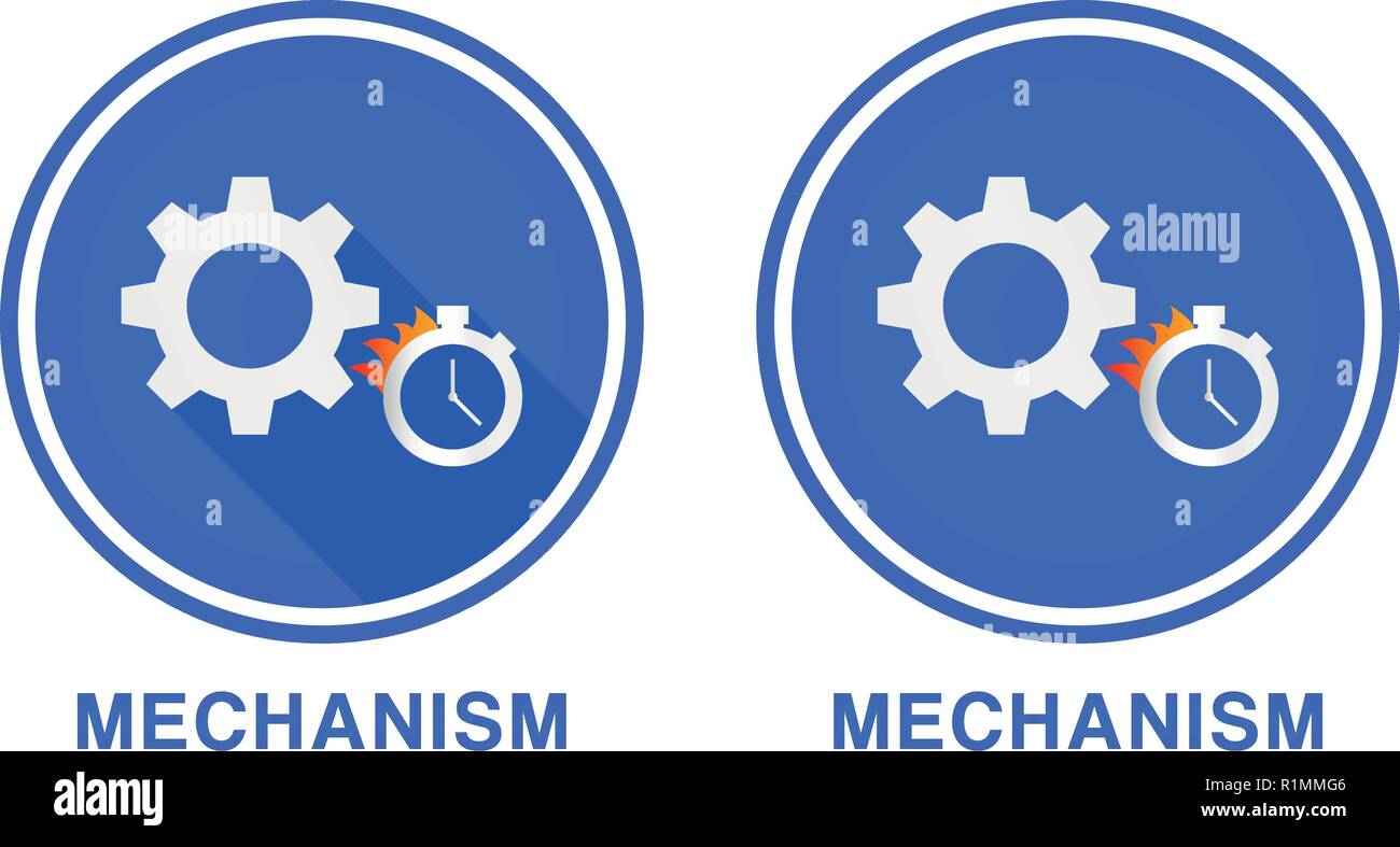 Round gear flat icon, Quick work mechanism, settings icon. Two versions ...