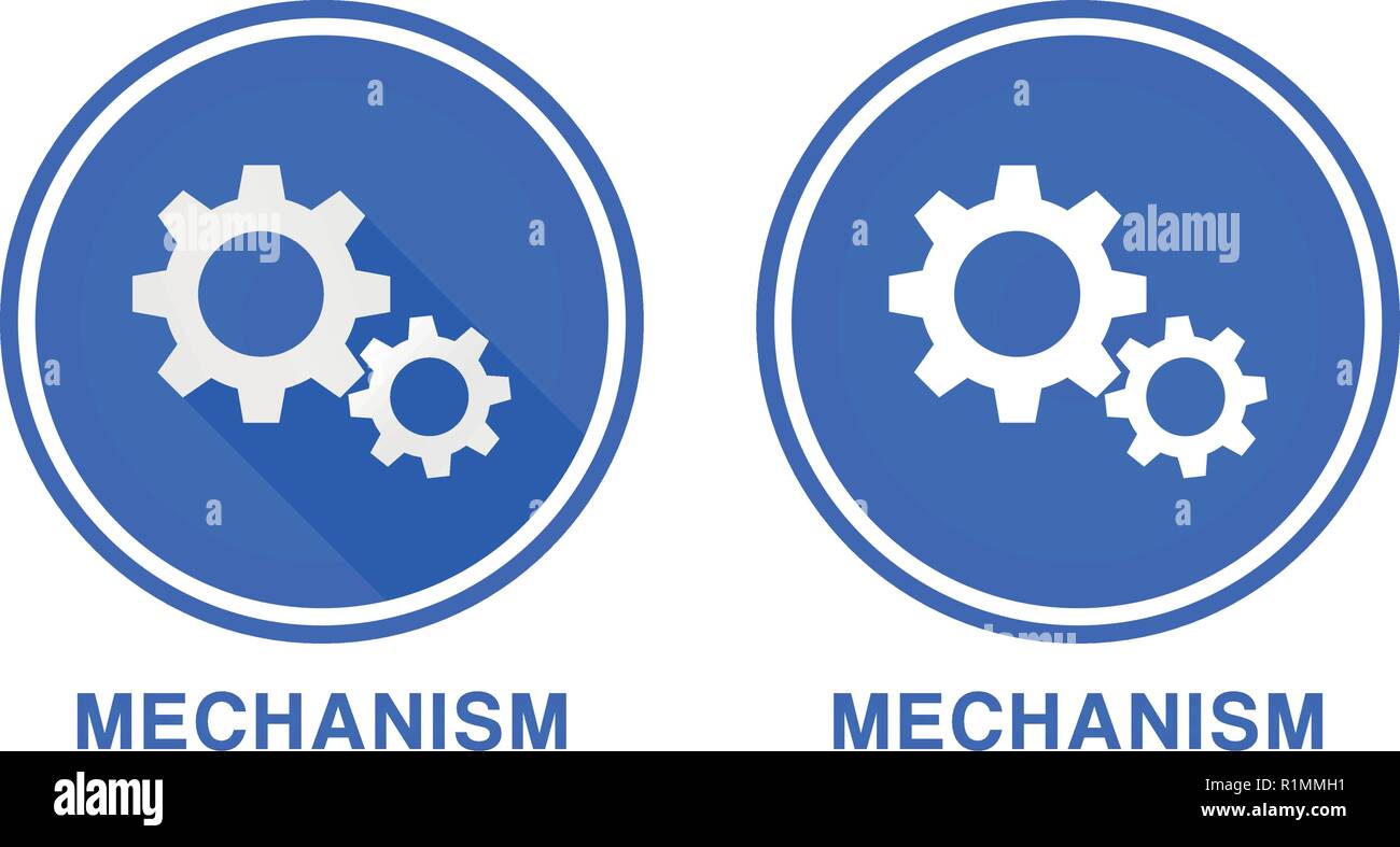 Round gear flat icon, the mechanism, settings icon. Two versions of ...