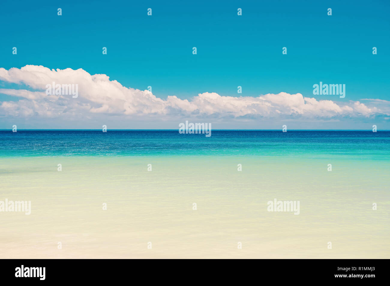 Beautiful marine view on caribbean sea coast line with clean wavy surf ...