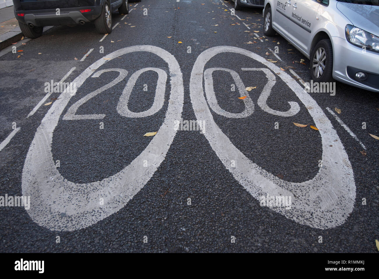 pair of 20mph road markings in hammersmith, london, england Stock Photo ...