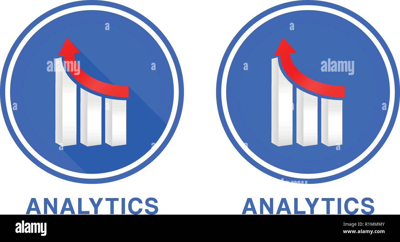 Round Flat Analytics Icon, Graph with Different Columns, negative graph ...