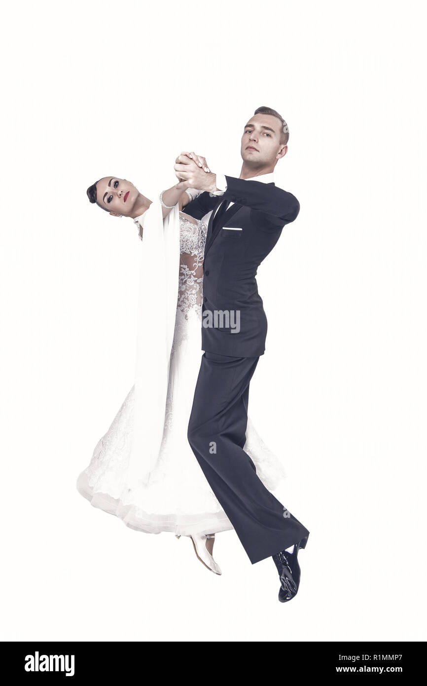 dance couple. dance ballroom couple in a dance pose isolated on white ...