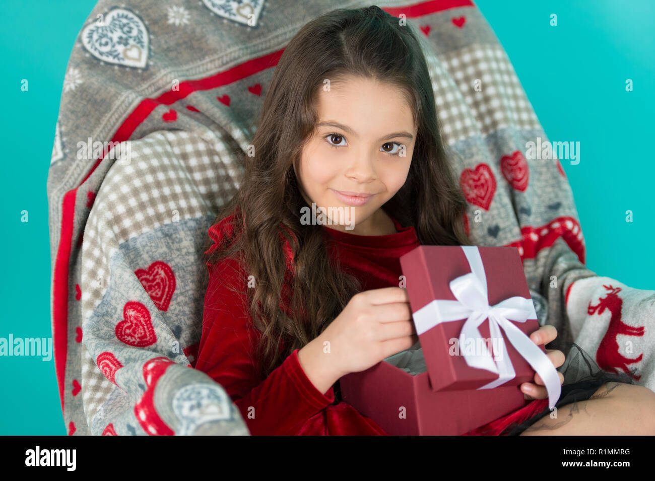 Best toys and christmas gifts for kids. Kid little girl hold gift box ...