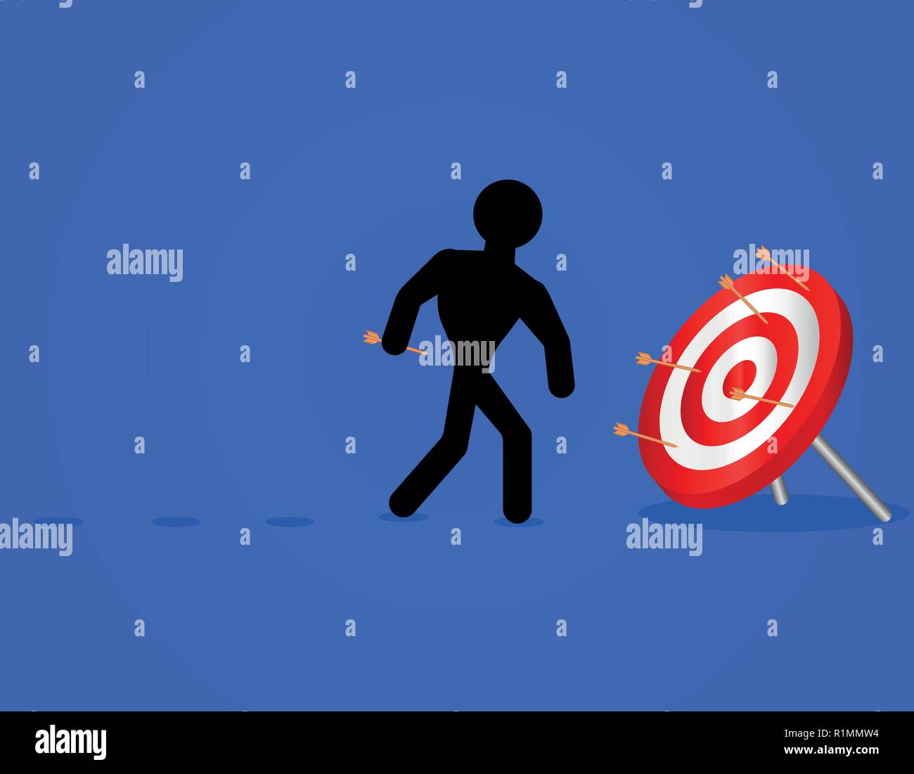 Businessman aiming the target. Man reaches the goal. Targeting vector ...
