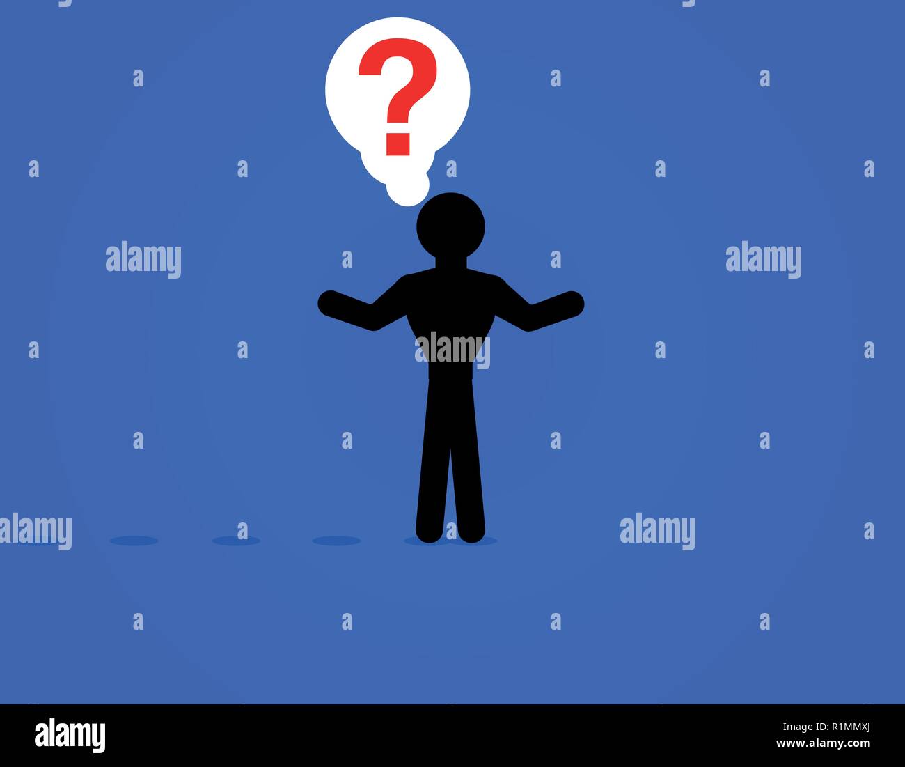 Stick man thinking about a solution to a question, man and question ...