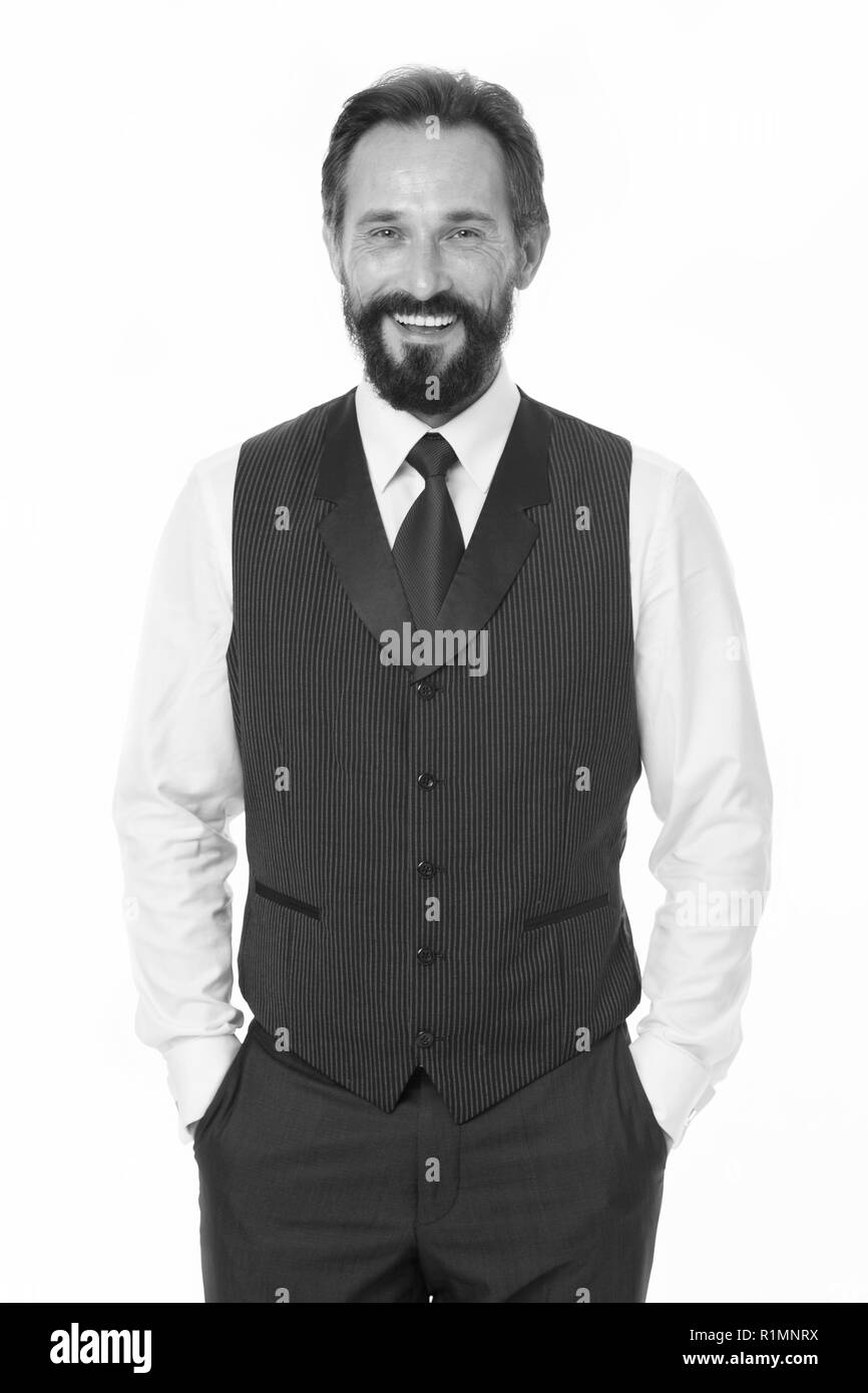 Happy confident mature entrepreneur Black and White Stock Photos ...