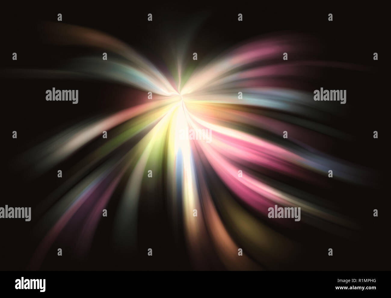 Abstract colored and blurred shapes coming out fron the center of the ...