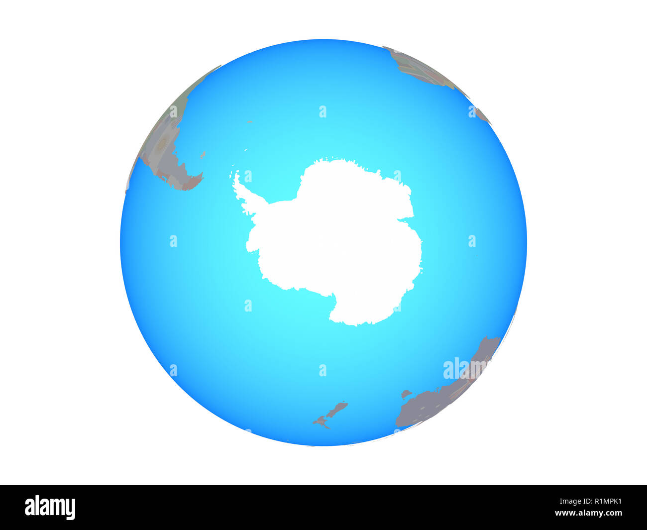Antarctica with national flag on blue political globe. 3D illustration ...