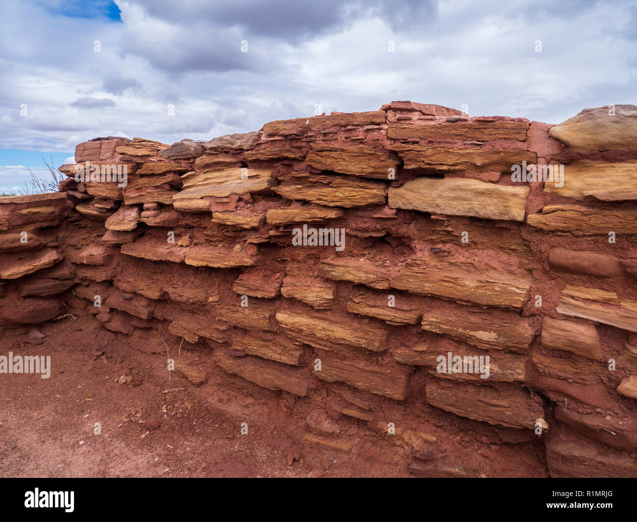 Wall of ruins, Homolovi 1 site, Homolovi Ruins State Park, Winslow ...