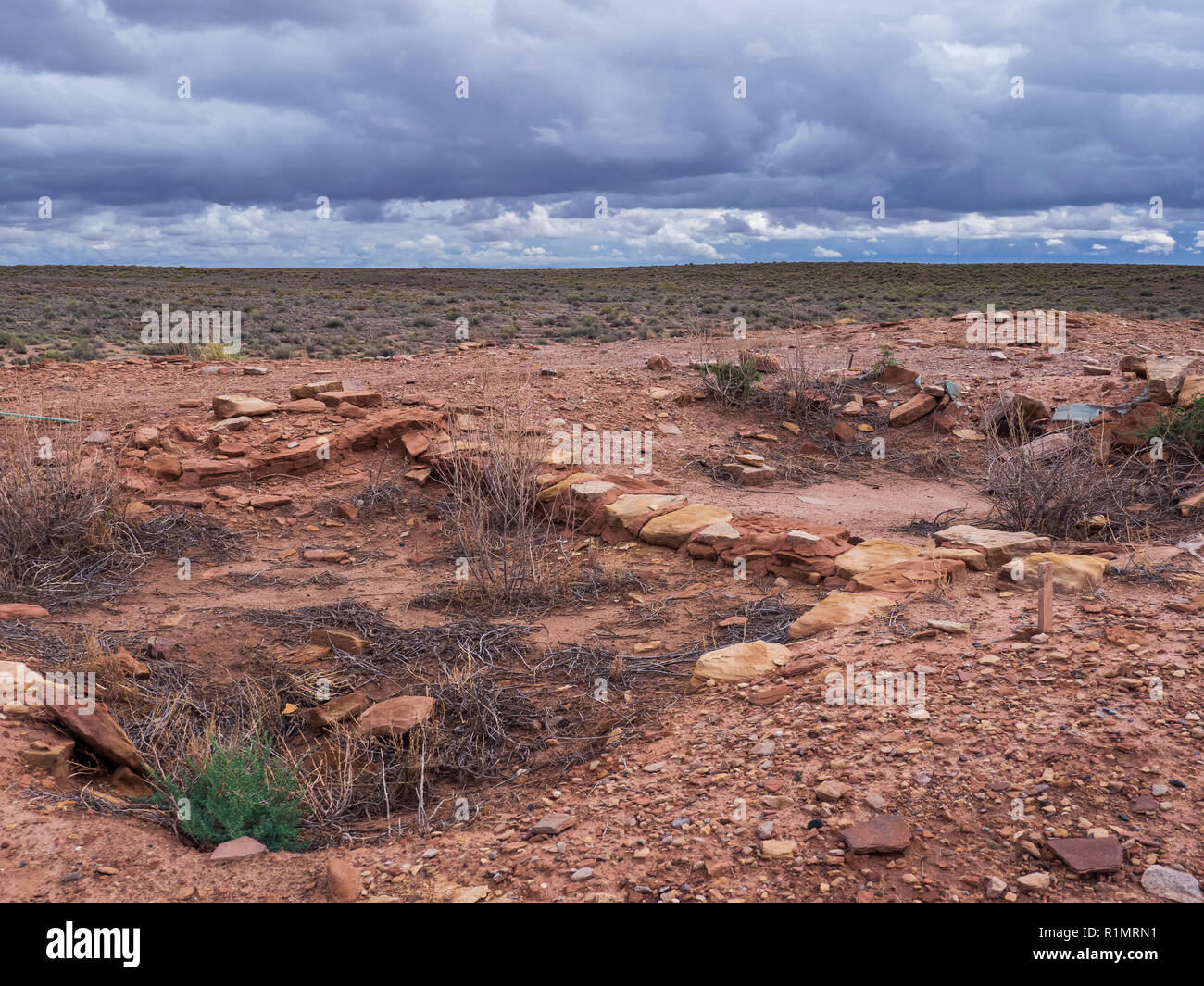 Wall of ruins, Homolovi 1 site, Homolovi Ruins State Park, Winslow ...