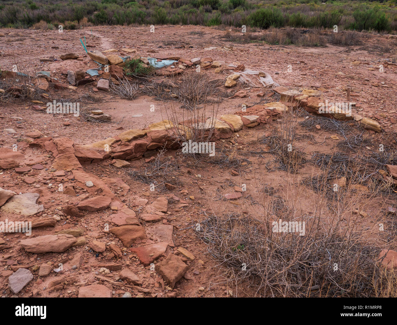 Wall of ruins, Homolovi 1 site, Homolovi Ruins State Park, Winslow ...