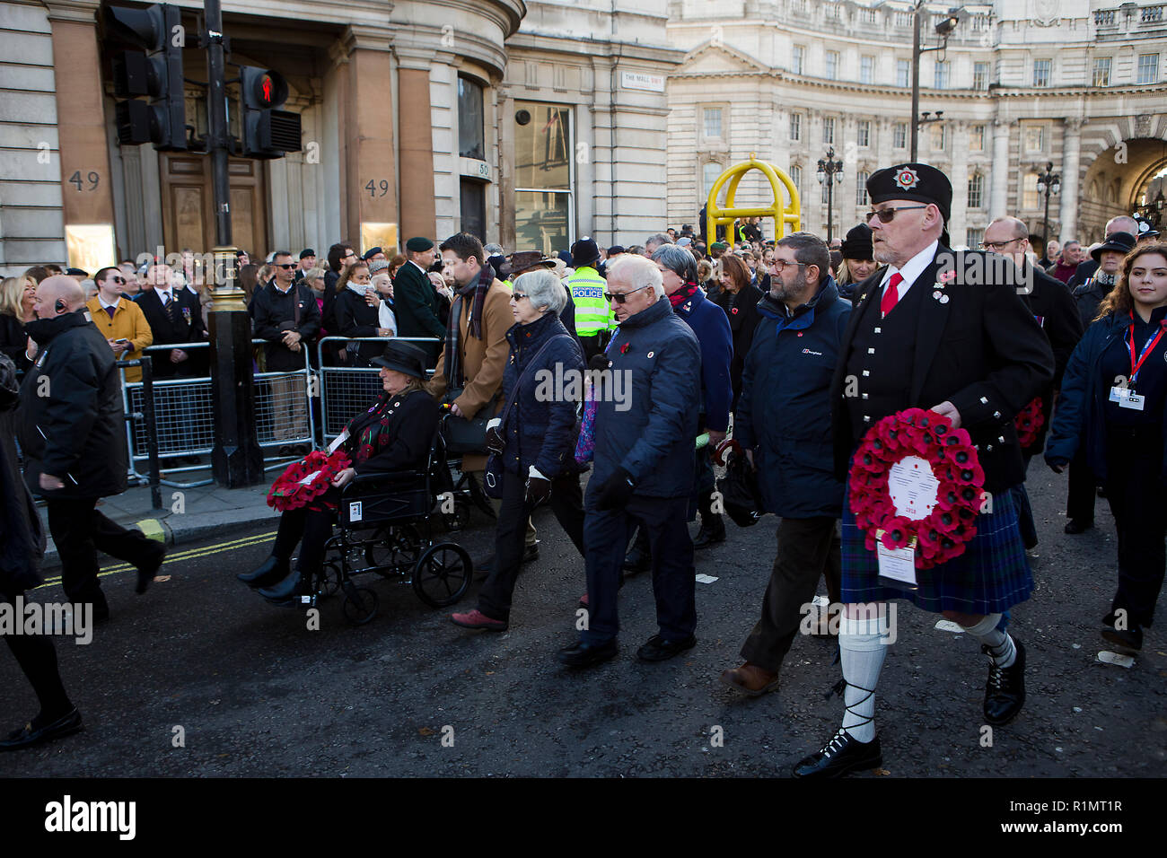 London, England, UK - 11th Nov 2018. Participants in the Remembrance ...