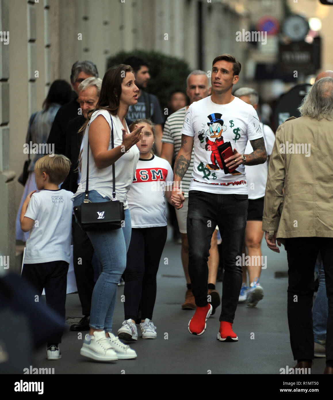Footballer Lucas Biglia of Milan and National Argentina walks through ...