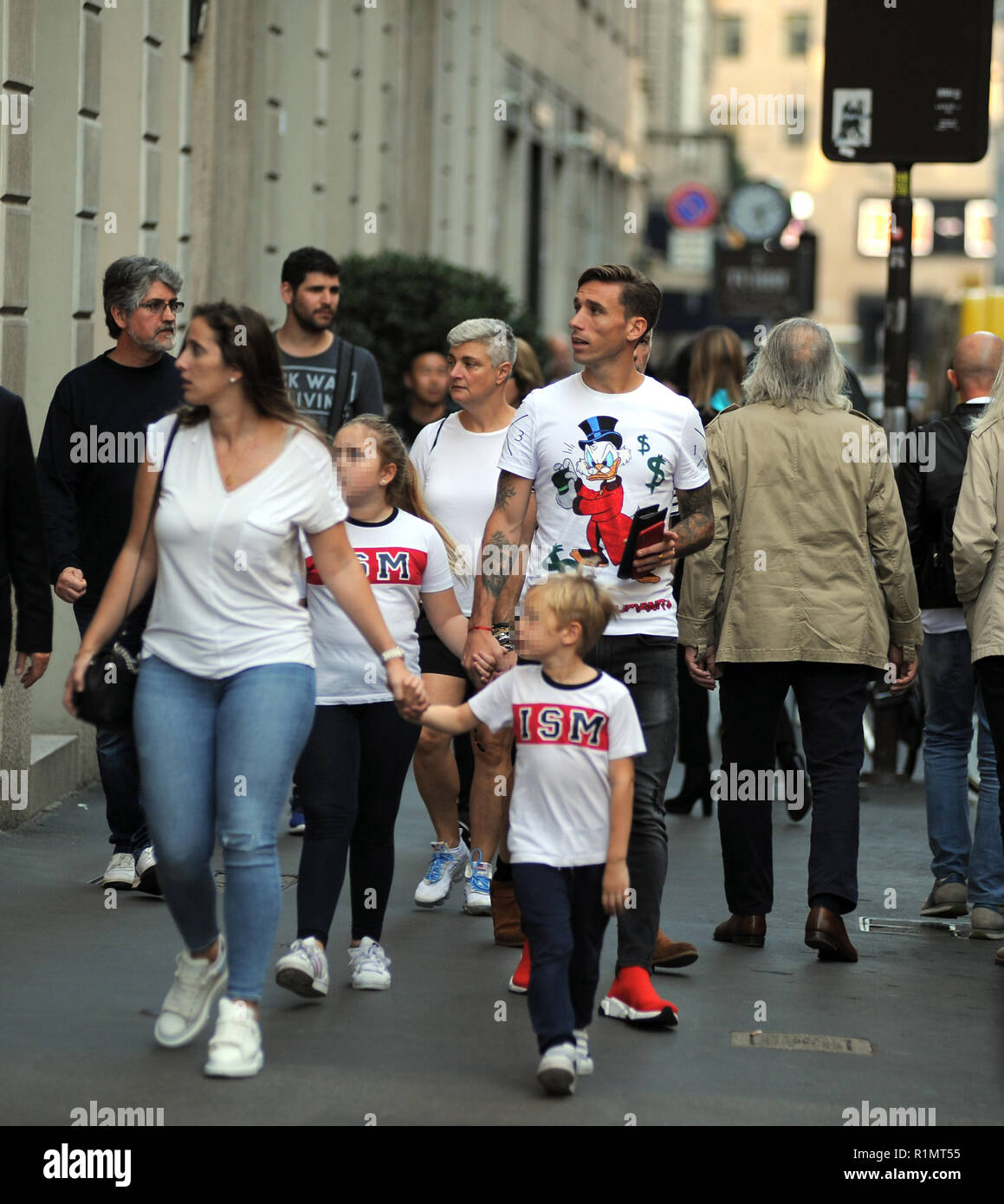 Footballer Lucas Biglia of Milan and National Argentina walks through ...