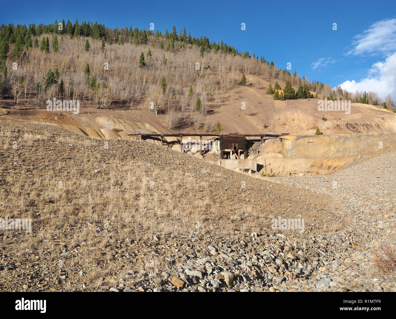 Parts of an old mine in the hills near Breckenride Colorado Stock Photo ...