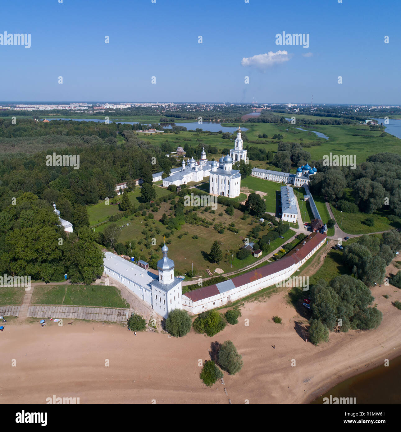 Aerial view on St. George (Yuriev) Orthodox Male Monastery in Veliky ...