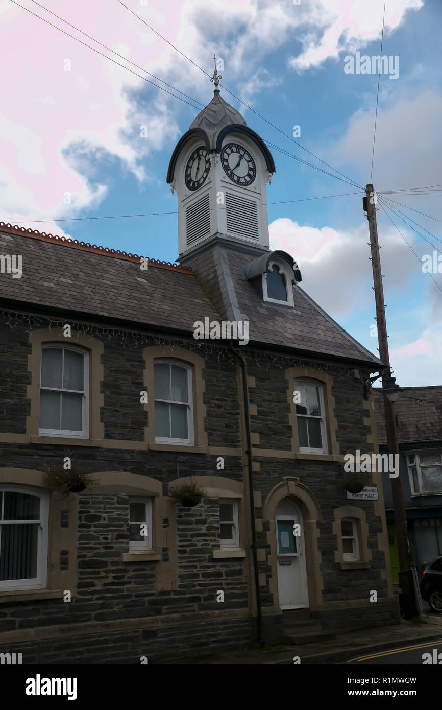 The Clock Tower in Newcastle Emlyn, Wales Stock Photo - Alamy