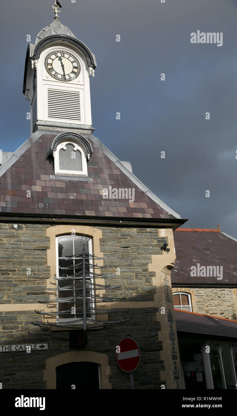 The Clock Tower in Newcastle Emlyn, Wales Stock Photo - Alamy